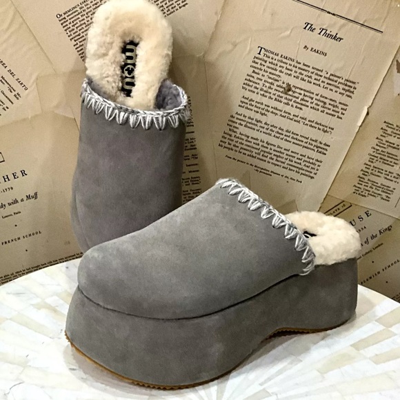 Mou | Shoes | Free People Mou Layla Chunky Platform Clog Shearling ...
